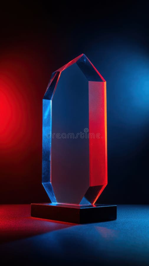 A Stunning Image of Glass Hexagonal Trophy Award Stands on a Dark ...