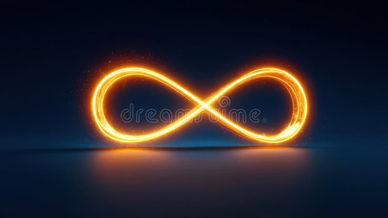 A Stunning Image of Glowing Orange Infinity Symbol on Blue Background ...