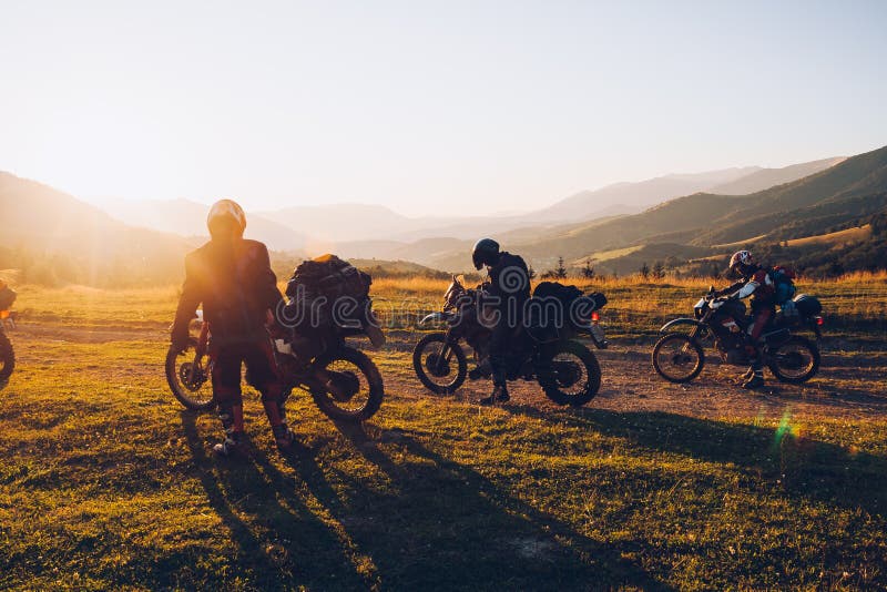 Stunning Image of the Group of Bikers in the Evening Light. Concept ...