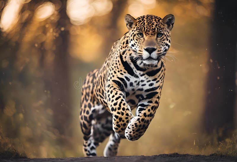 A Stunning Image of a Jaguar Running Stock Illustration - Illustration ...