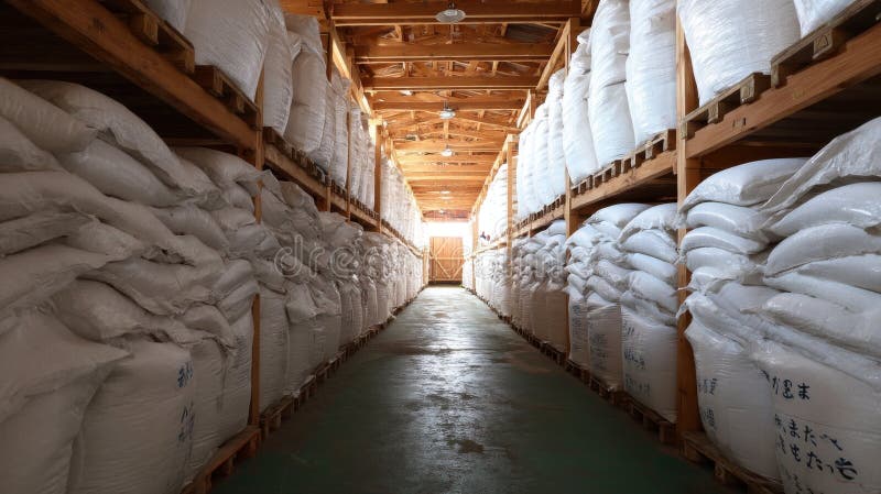 A Stunning Image of Large Amount of Milled Japanese Rice. Stock ...