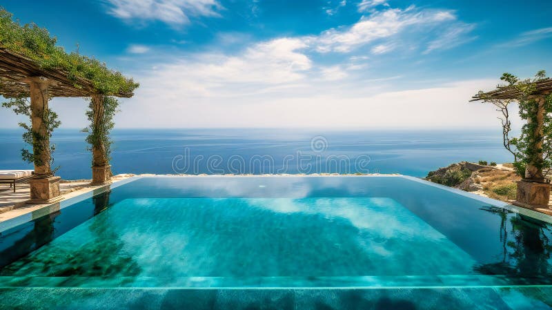 A Stunning Image of a Luxurious Infinity Pool Stock Illustration ...