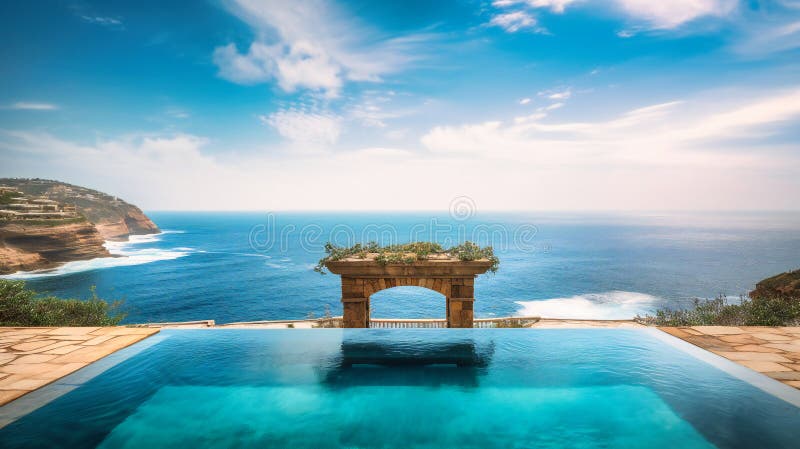 A Stunning Image of a Luxurious Infinity Pool, Stock Illustration ...
