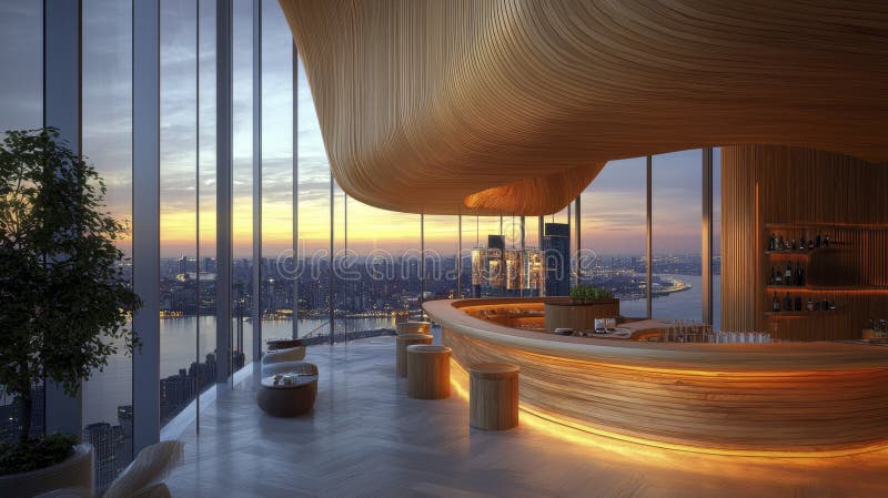 This is a Stunning Image of a Modern Kitchen Space, Featuring a Curved ...