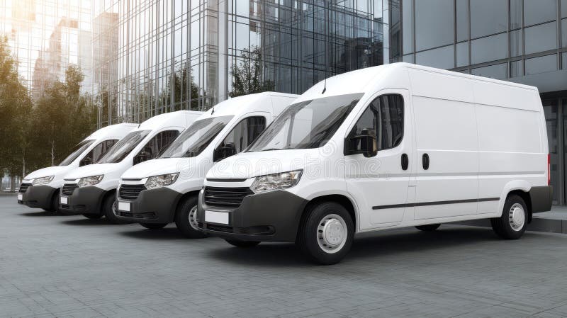 A Stunning Image of Neatly Parked White Delivery Vans for a ...