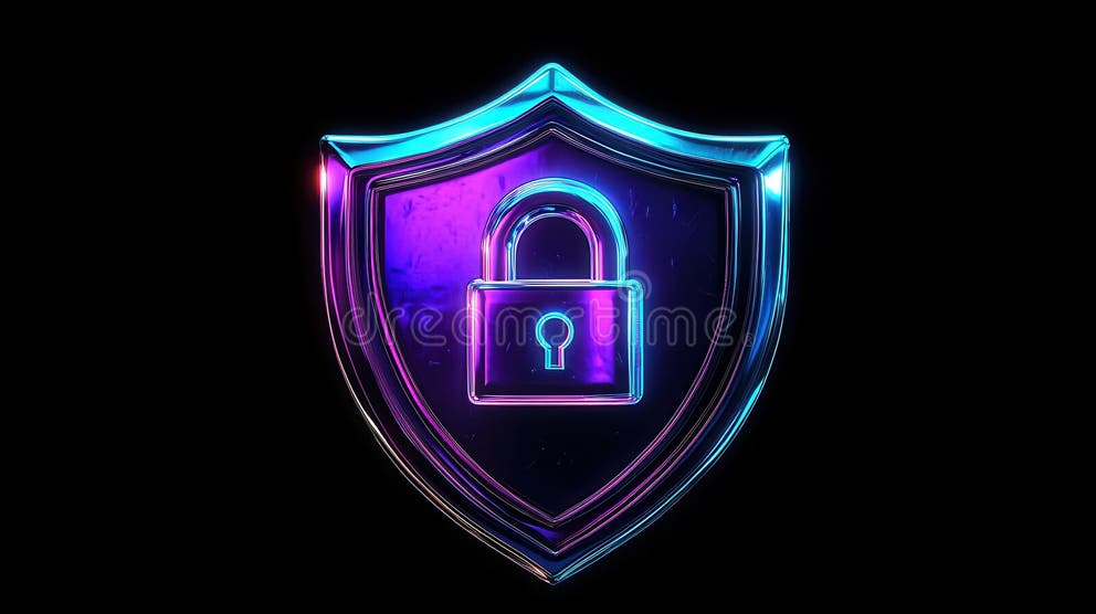 A Stunning Image of Padlock Sign on Shield. Cyber Security Concept ...