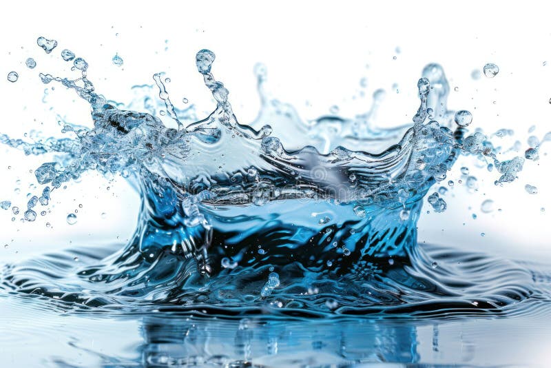 Blue Water Splash in Rounded Shape on White Background Stock ...