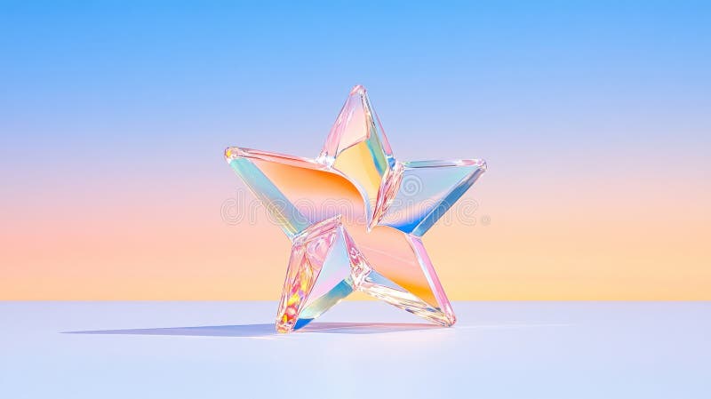 Translucent Glass Star on Soft Pastel Gradient Background, Conveying ...