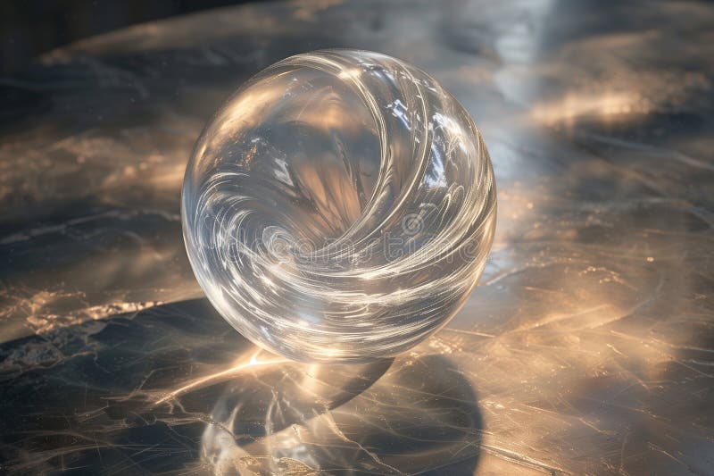 Elegant Clear Glass Sphere with Swirling Light Patterns Stock ...