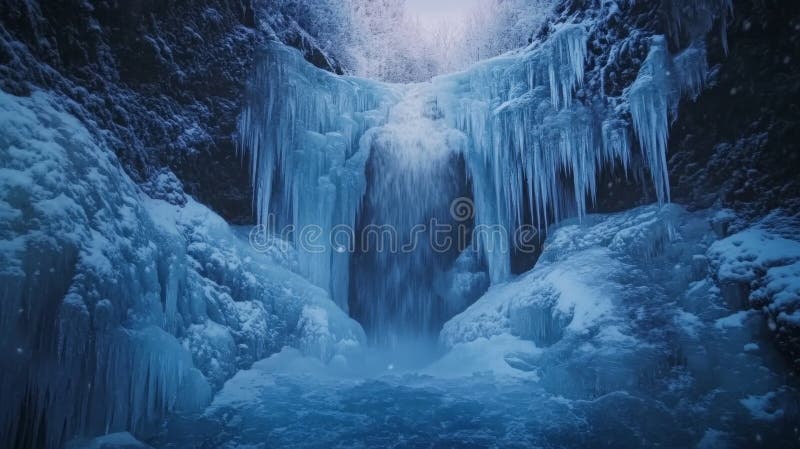 A Breathtaking View of Icy Waterfalls Set in a Serene Winter Landscape ...