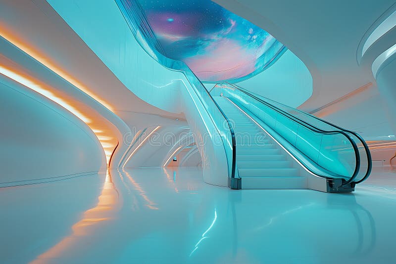 Futuristic Interior Architecture Design Stock Illustration ...