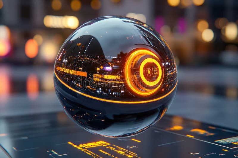 Digital Assistant: Futuristic Spherical Orb in Powerful AI Software ...