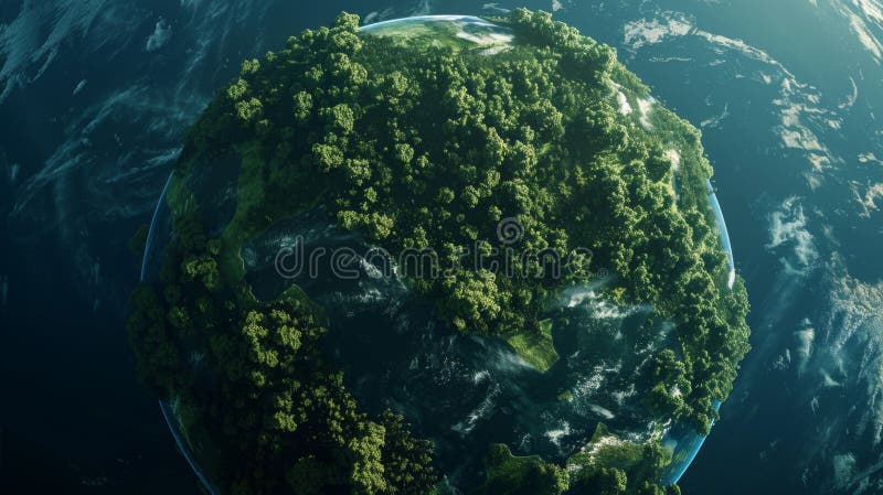 Lush Green Earth from Space - Generative AI Stock Photo - Image of ...
