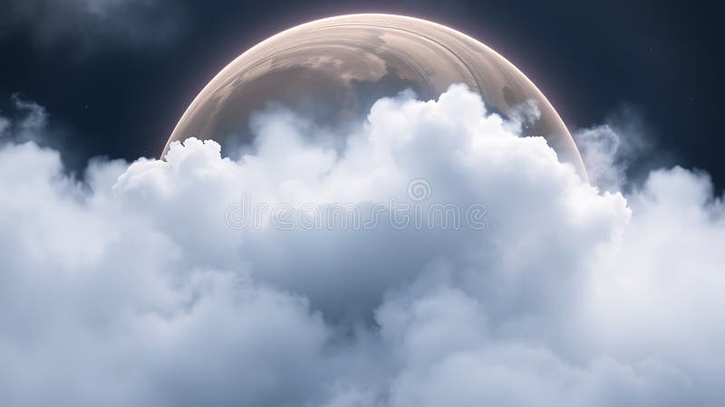 A Breathtaking View of a Large, Pale Planet Partially Obscured by a ...