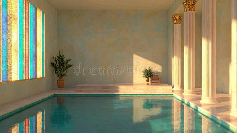 Neoclassical Temple Interior with Dramatic Lighting and Marble Columns ...