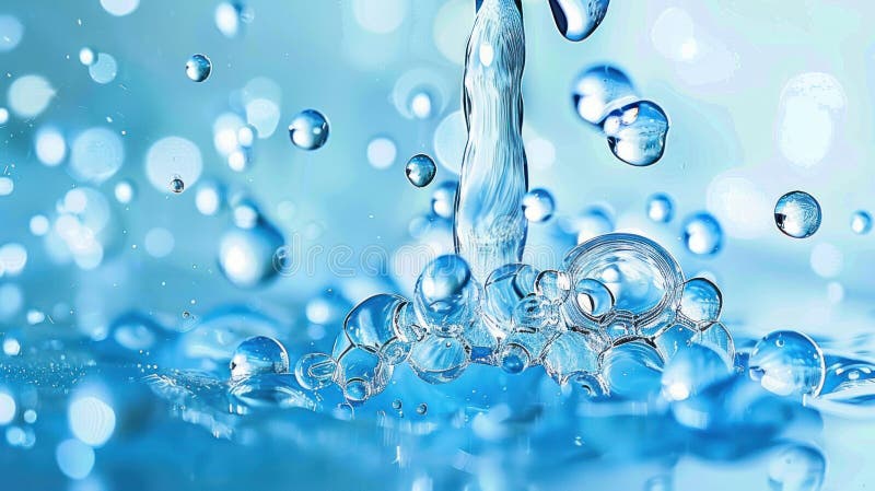 Hydration Technology: Elegant Blue Backdrop with Hyaluronic Acid and ...