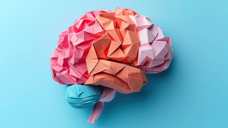 Paper Brain with Thinker: Creative Papercraft Composition Stock ...