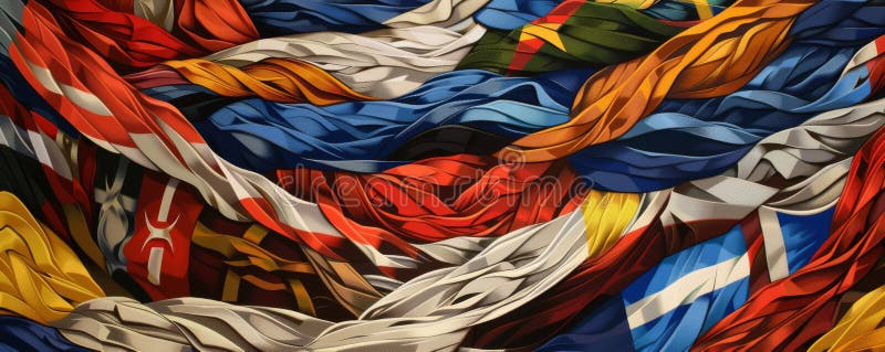 Vibrant Display of Intertwined International Flags Symbolizing Unity ...