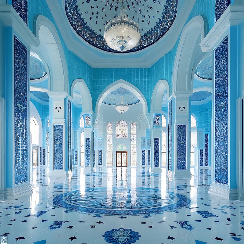 Serene Blue Mosque Interior Architectural Grandeur and Spiritual ...