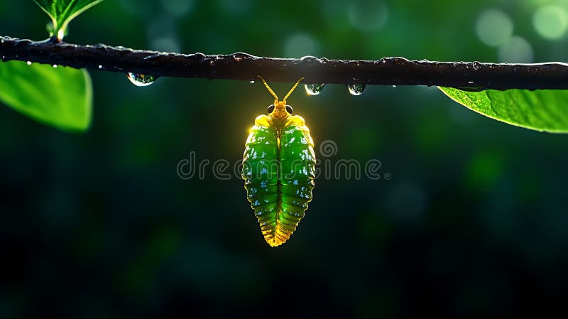 Chrysalis Transition To Butterfly in Nature Stock Illustration ...