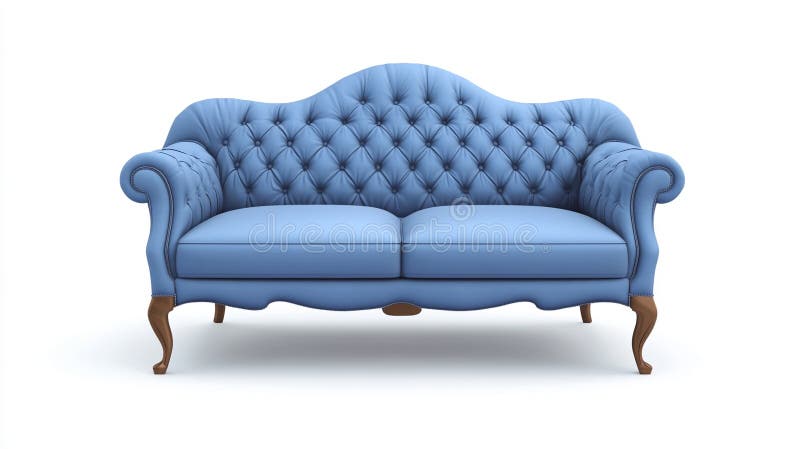 Elegant Blue Chesterfield Sofa Classic Button Tufted Upholstery Luxury ...