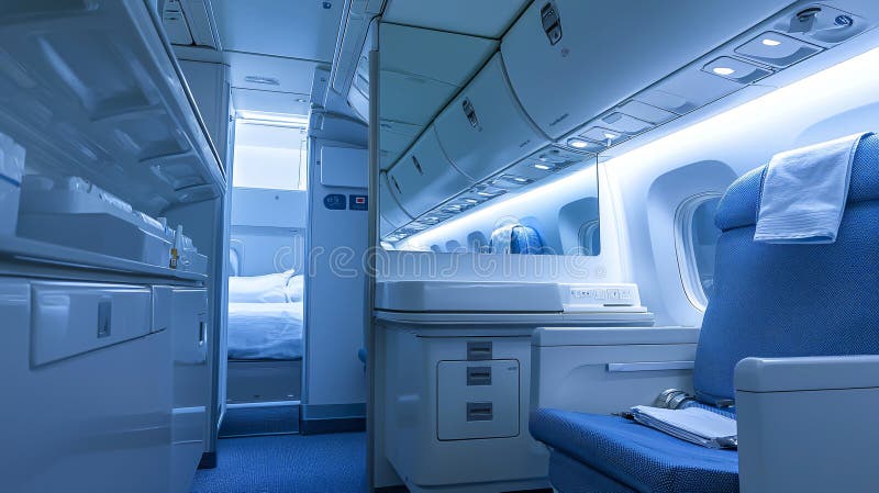 Luxurious First Class Airplane Suite Interior with Private Bed and ...