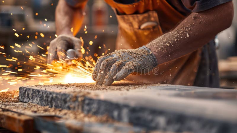 Stonecutter Sculpting a Masterpiece Stock Illustration - Illustration ...