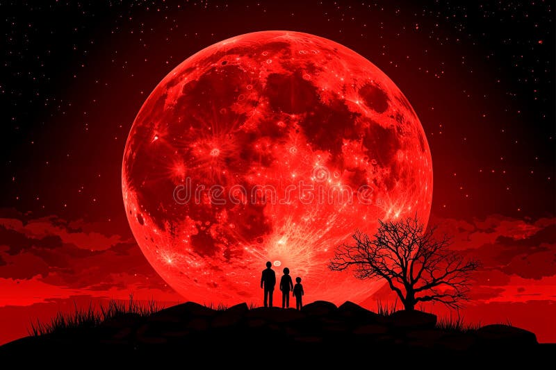 Blood Moon With Night Sky
