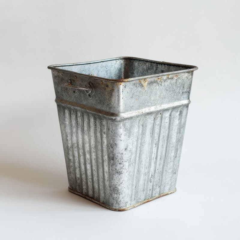 A Stunning Image of Vintage Galvanized Metal Waste Bin. Stock ...