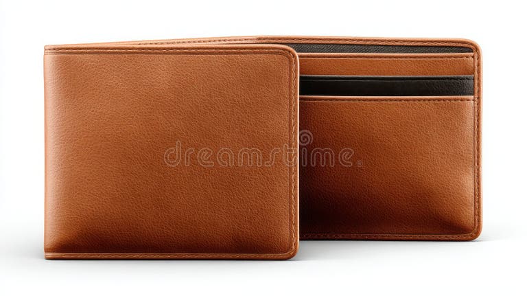 A Stunning Image of Wallet Mockup. Front View of an Open Tan Leather ...