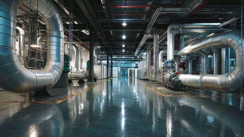 A Stunning Image of Wet Industrial Pipes in a Modern Facility. Stock ...