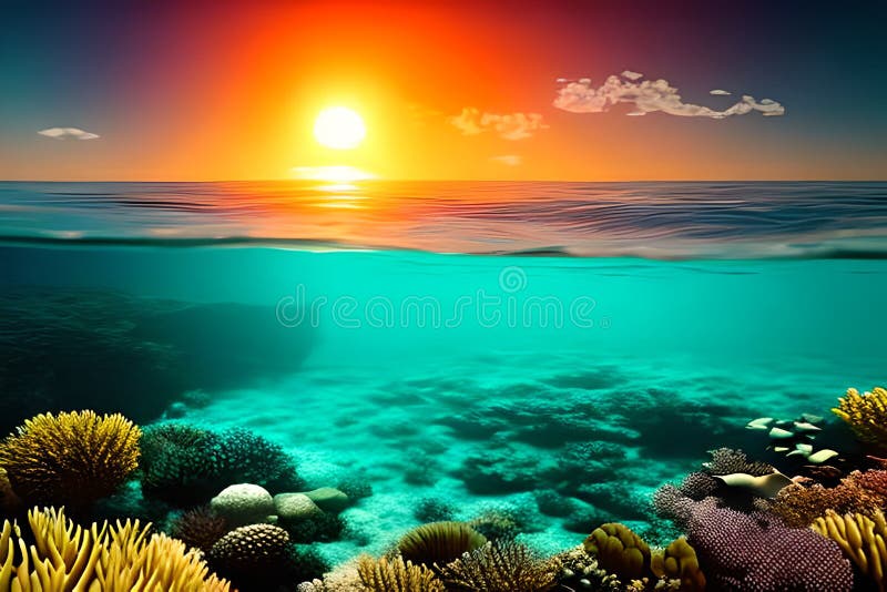 Dive into the Magic: an Enchanting Sunset Ocean View from Underwater ...