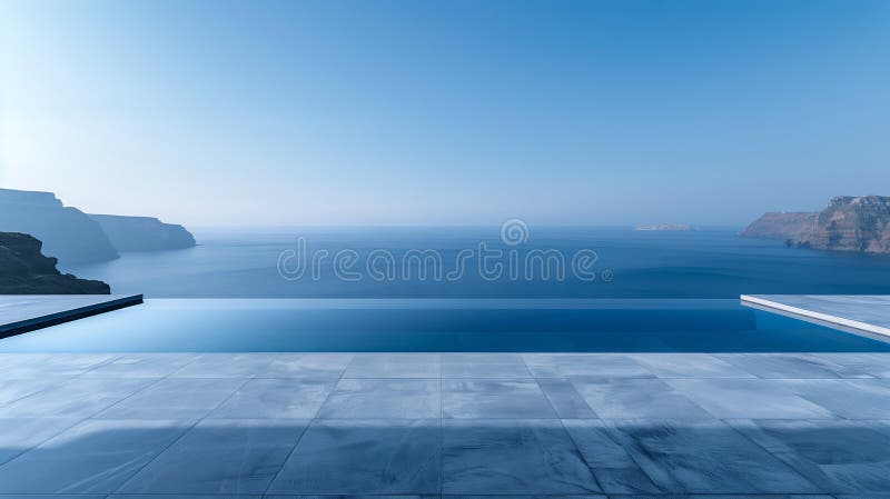 Stunning Infinity Pool Overlooking the Ocean Cliffs Stock Illustration ...