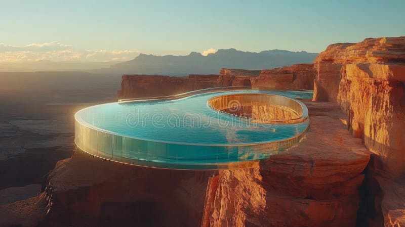 Stunning Infinity Pool Perched on a Desert Cliff at Sunset Stock Image ...