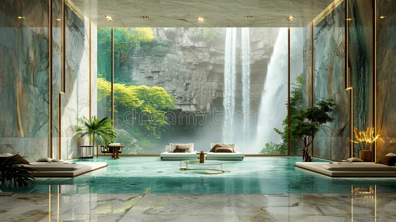 Stunning Interior Design Featuring a Tranquil Space with a Cascading ...