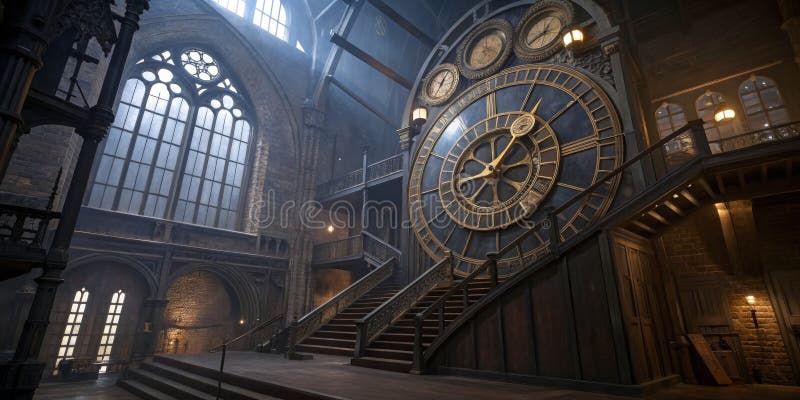 Stunning Interior of a Historic Building Featuring a Large Ornate Clock ...