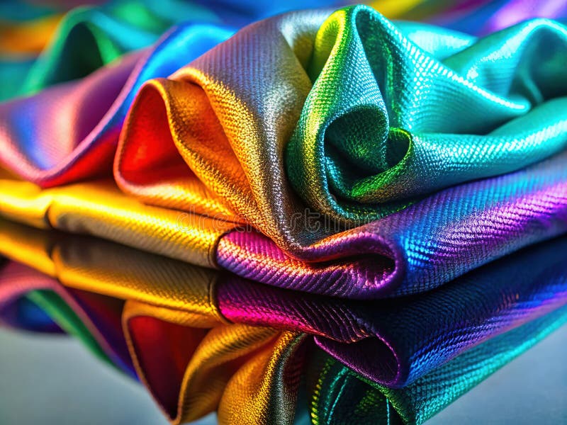 Stunning Iridescent Fabric Sample with Color Blocking on a Reflective ...