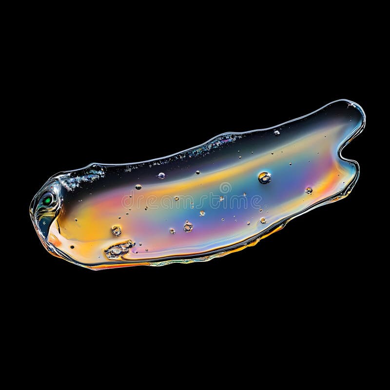 Stunning Iridescent Oil Bubble with Colorful Reflections on Black ...