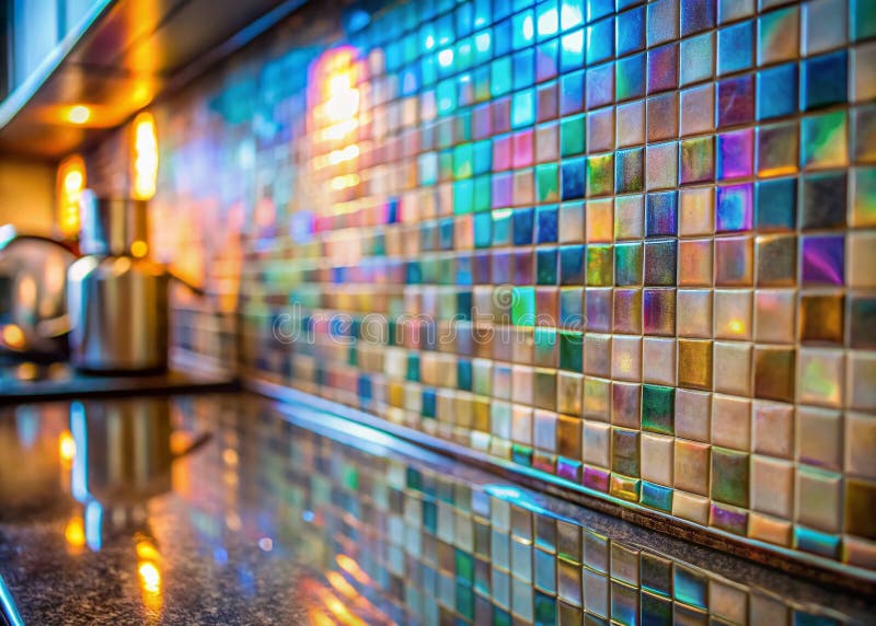 Stunning Iridescent Tile Backsplash Enhances Modern Kitchen Design with ...