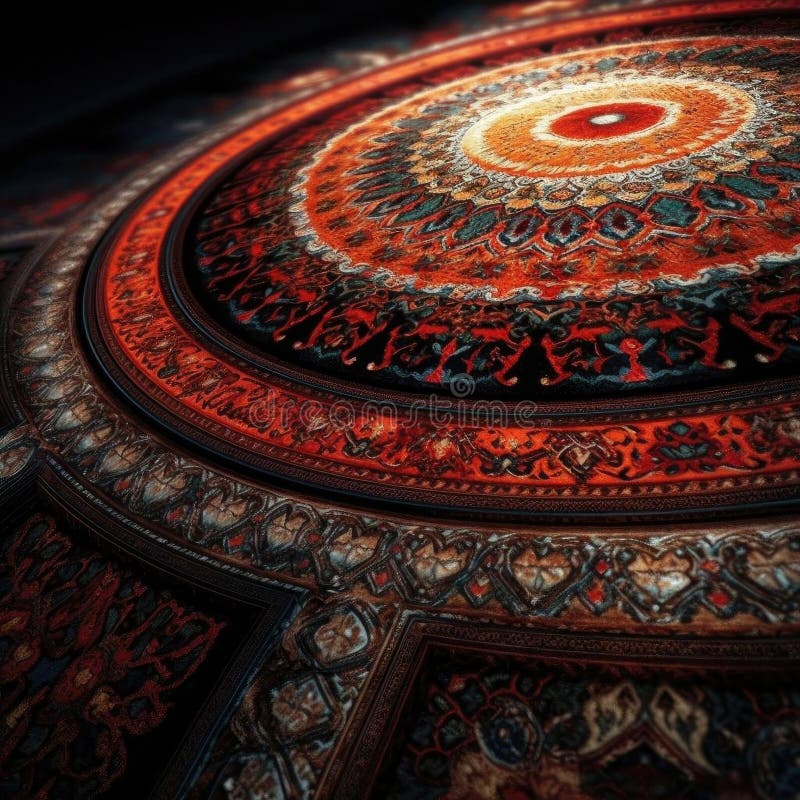 A Stunning Islamic Rug, Featuring Intricate Woven Patterns and Rich ...