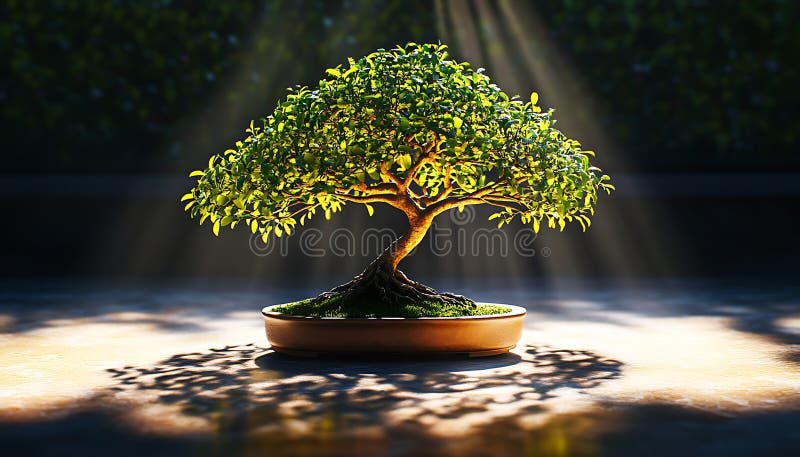 Stunning Isolated Bonsai Tree Illuminated by Natural Light with Shadows ...
