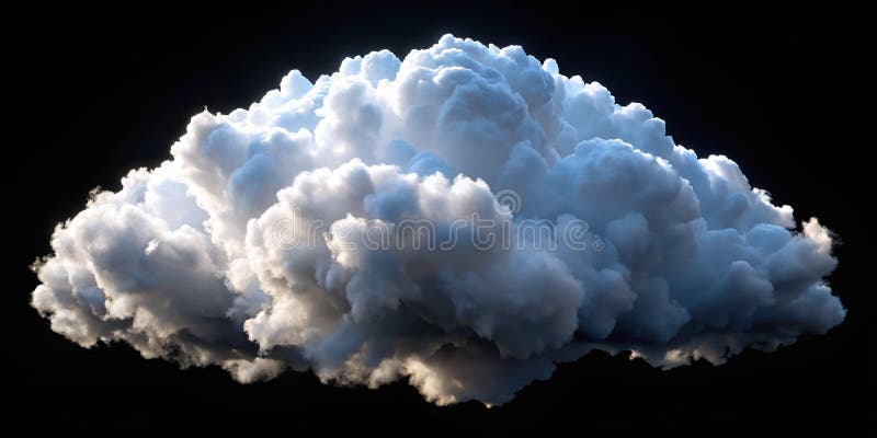 A Stunning Isolated Fluffy White Cumulus Cloud Against a Bold Black ...