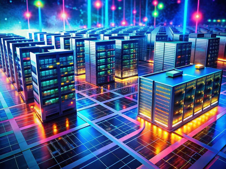 A Stunning Isometric View of a Modern Data Center Cloud Storage Servers ...
