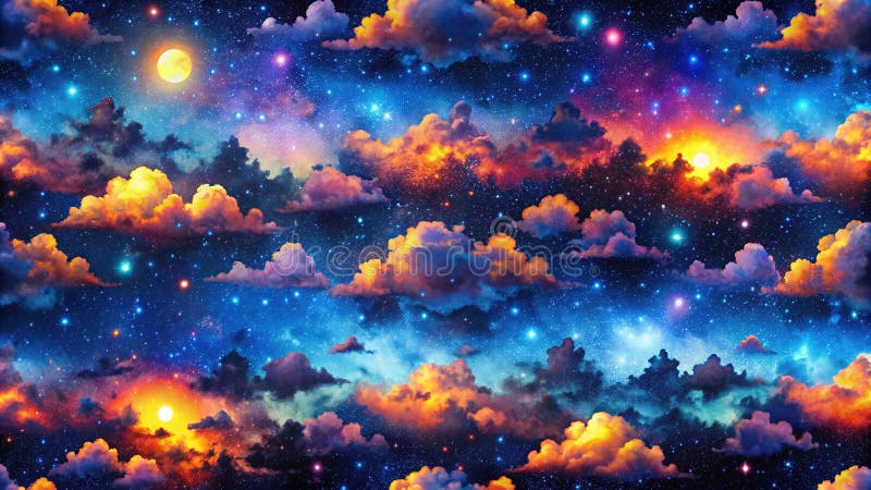 Stunning 8K Aerial View of a Repeating Star Pattern an Abstract Night ...