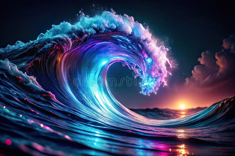 Stunning 4K Dark Blue Looping Wave Animation a Captivating Night Sky ...