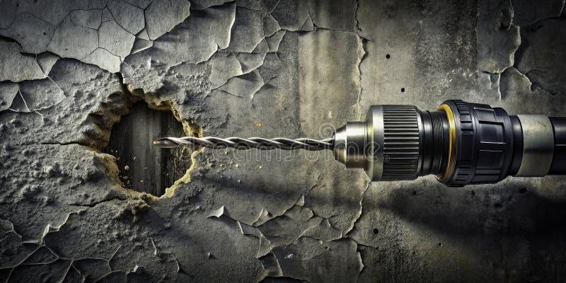 8K Double Exposure Concrete Wall Drill Bit Photography an Abstract ...