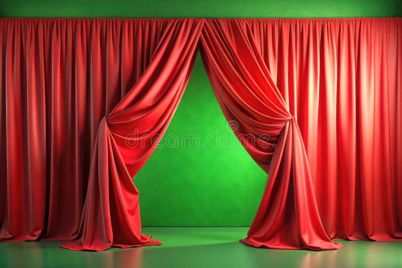 Stunning 4K Red Silk Curtains Animation Abstract Green Screen ...