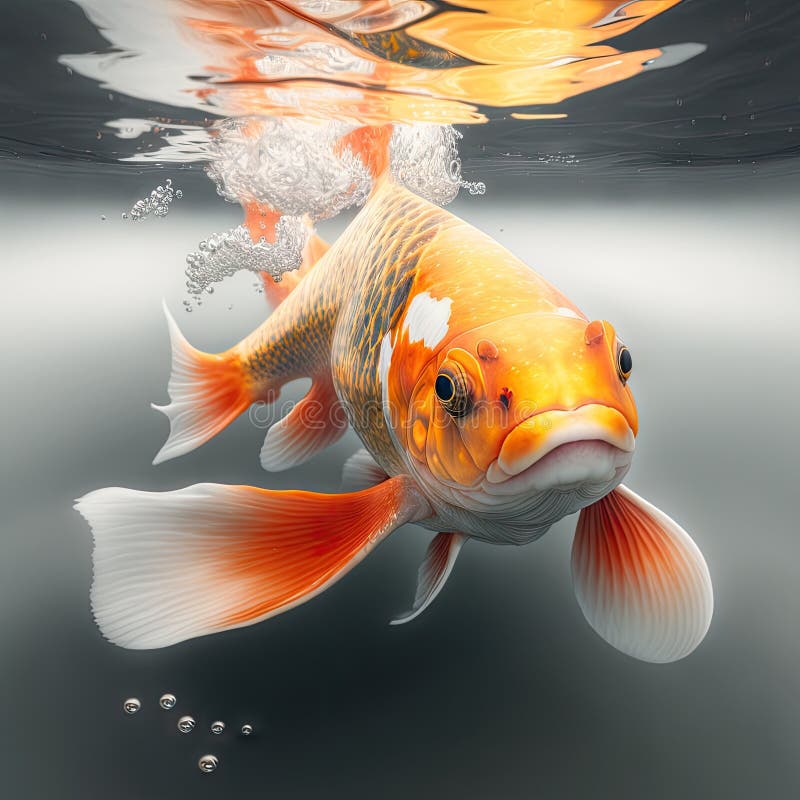 Stunning Koi Fish Swimming in the Ocean with Soft Studio Lighting for ...