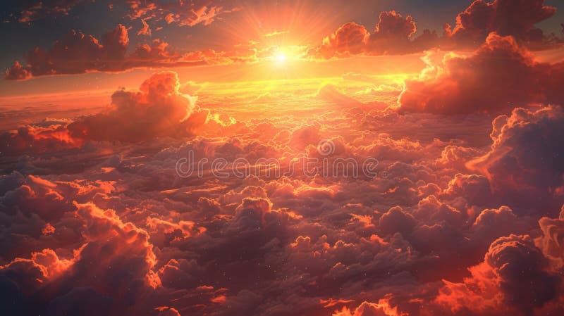 Genesis Landscape: Bright Sun and Clouds As God Created the Heavens and ...