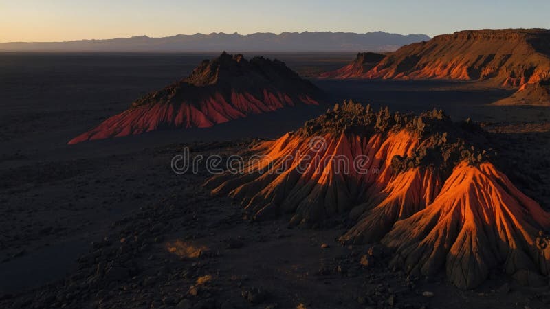 Dramatic Sunset Over Red Rock Formations in Desert Landscape Stock ...